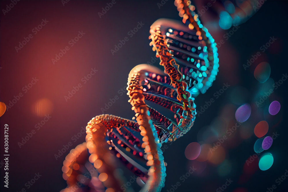 Human DNA strand double helix macro. Created with Generative AI ...