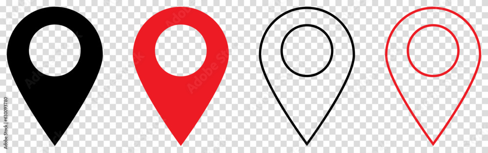 Location pin icon set. GPS location symbol collection. Vector ...