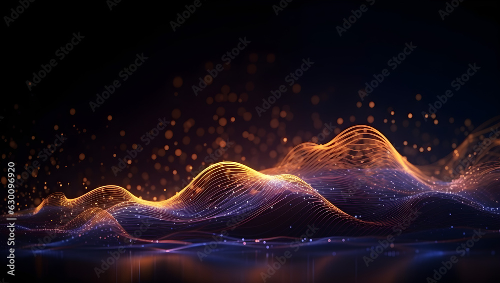 Generative AI wallpaper with abstract network of lines, sine waves and ...