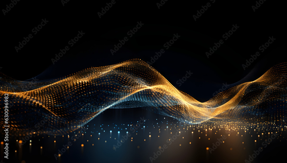 Generative AI wallpaper with abstract network of lines, sine waves and ...