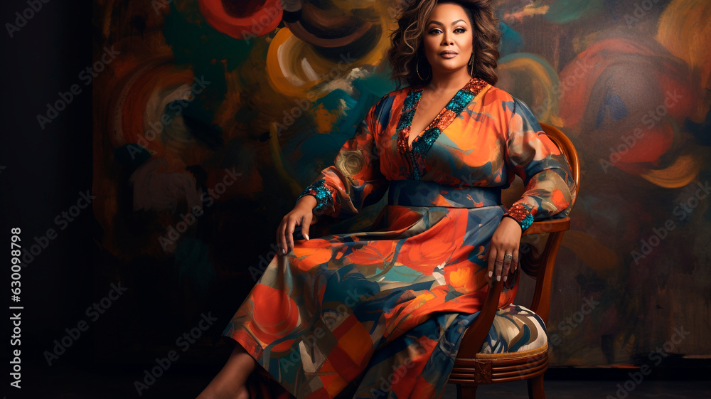 Image of a beautiful mature woman, plus size, in the studio, Generative ...