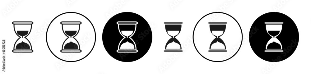 Sand clock vector icon set. old hourglass wait symbol in black color ...