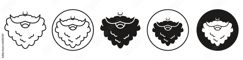 Beard symbol icon. Black and white flat outlined png gentleman with ...