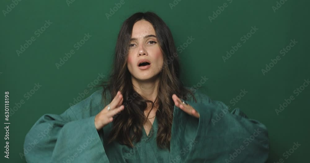 Close up stressed woman make breath practice exercises, make her mental ...