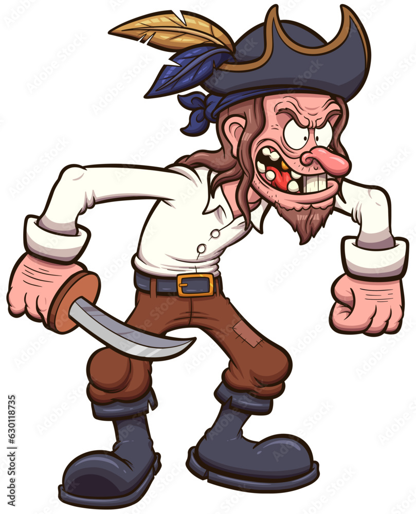 Vetor de Cartoon Pirate. Vector illustration with simple gradients. do ...