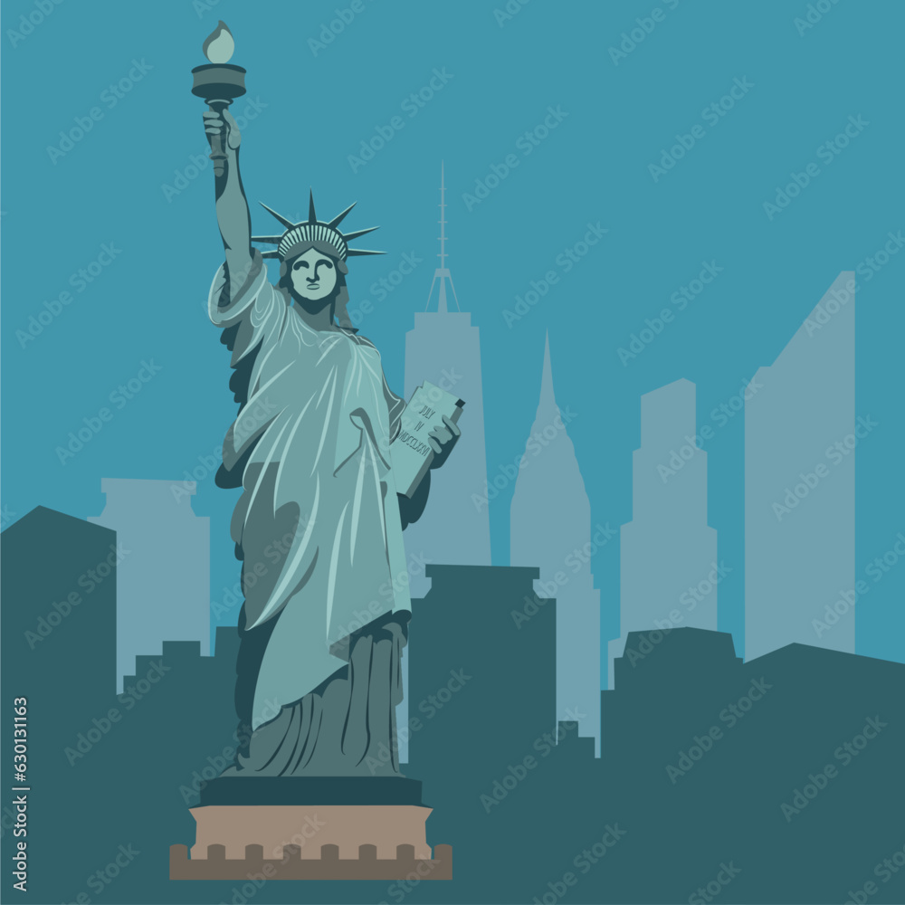 NYC-Landmark_Statue of Liberty New York USA City Skyline Golden ...