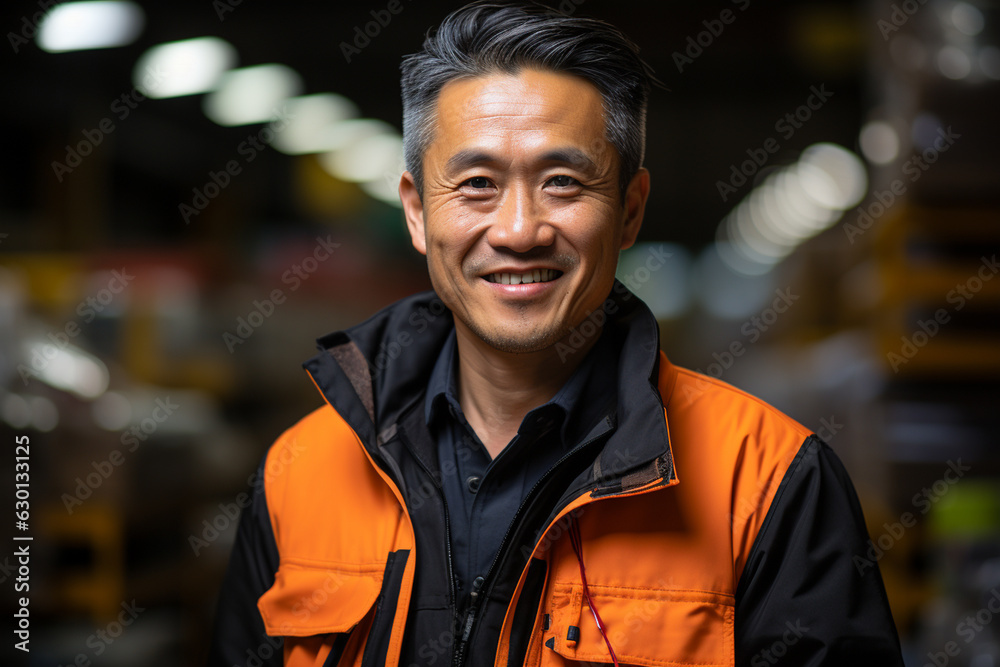 Asian male EHS manager in a manufacturing environment. Business ...