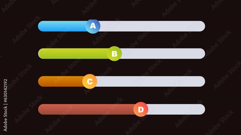 Percentage Progress bar infographics with 4 options alpha channel ...