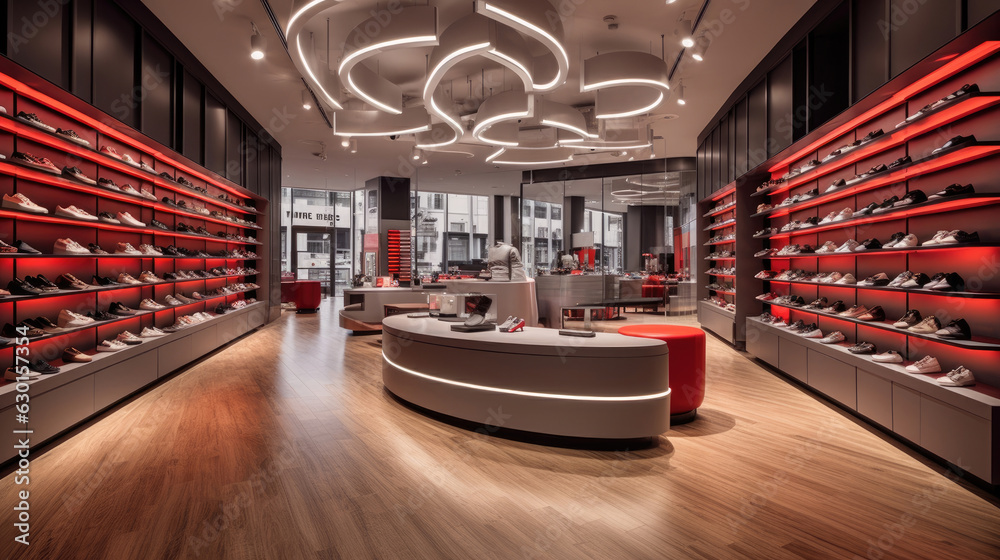 Modern and trendy shoe shop interior Stock Photo | Adobe Stock