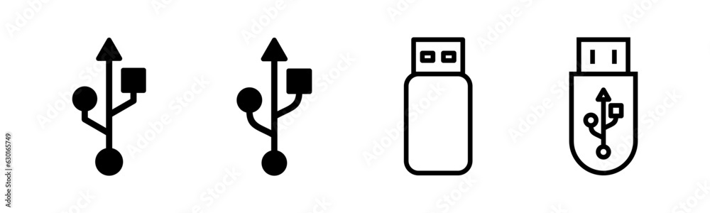 Usb icon set illustration. Flash disk sign and symbol. flash drive sign ...