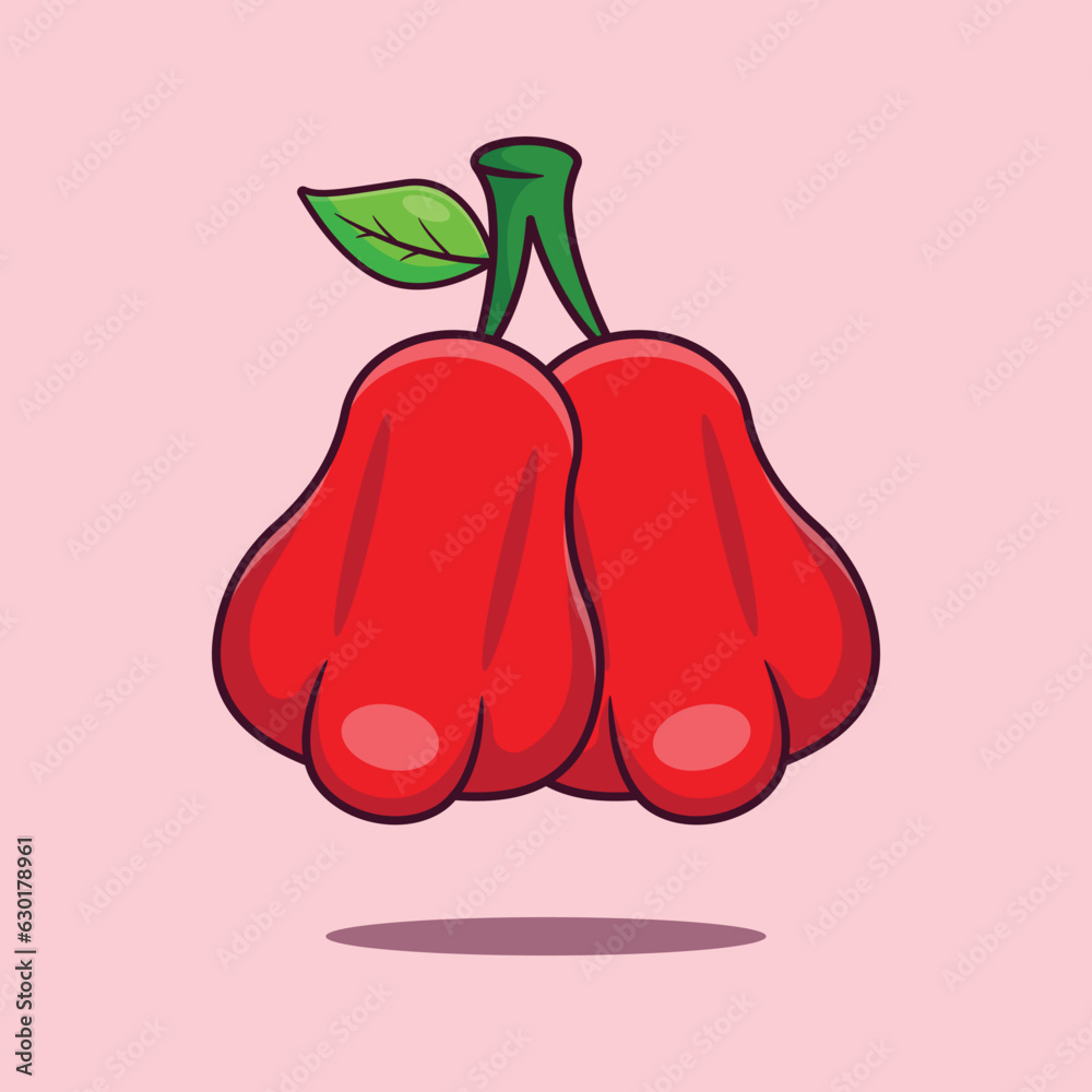 Water apple cartoon vector illustration. Fruit vector cartoon ...