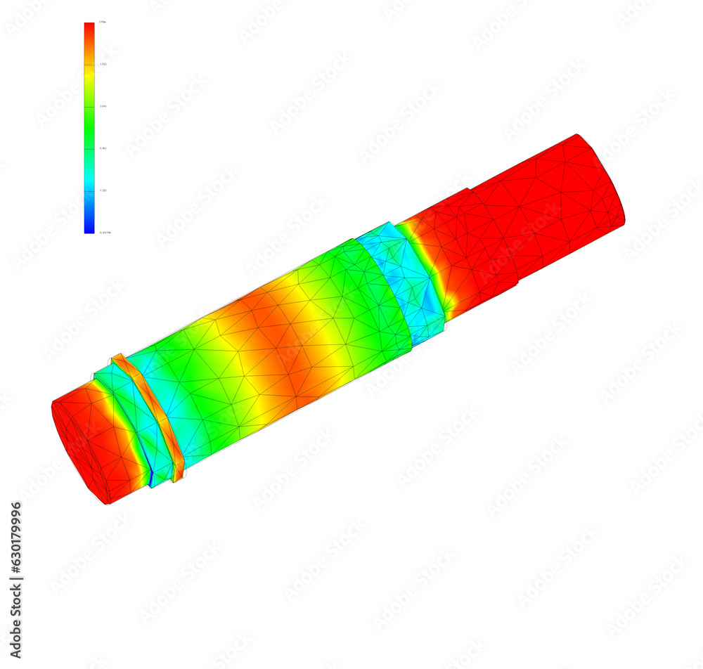 FEM analysis, finite element method analysis, axle bend and rotation forces analyzed Stock ...