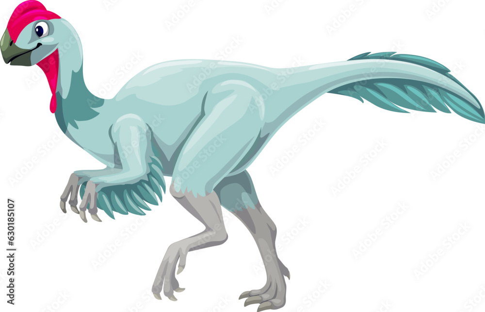 Elmisaurus dinosaur cartoon character. Prehistoric lizard, extinct ...