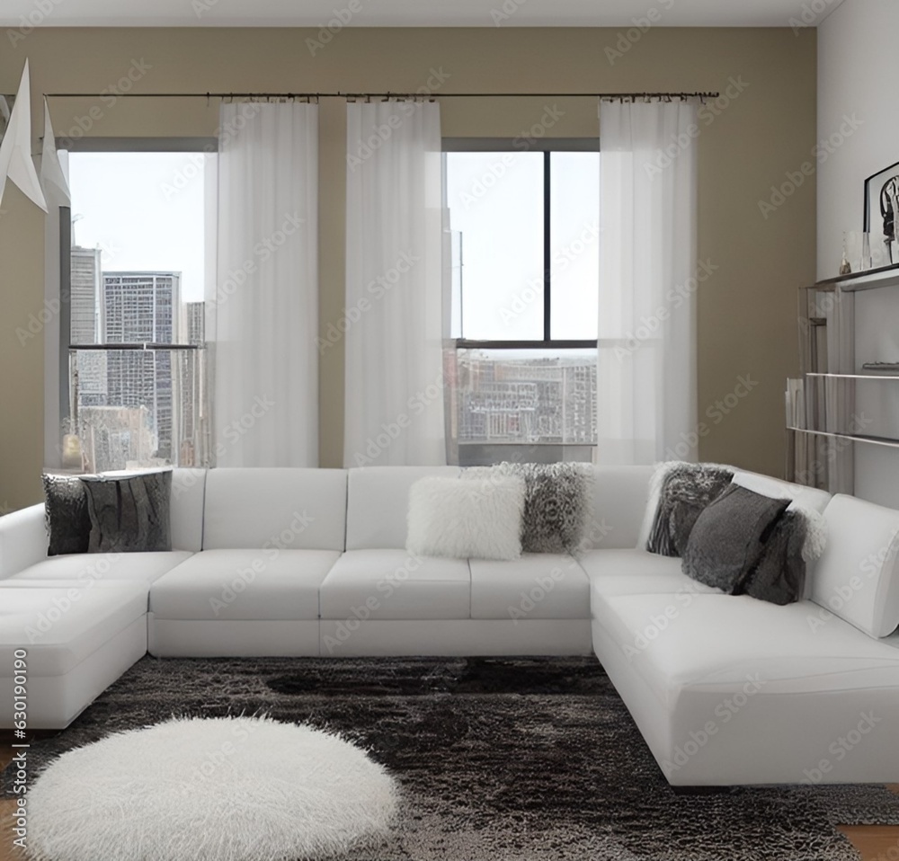 living room with a couch, a television and wall and lamp and table and ...