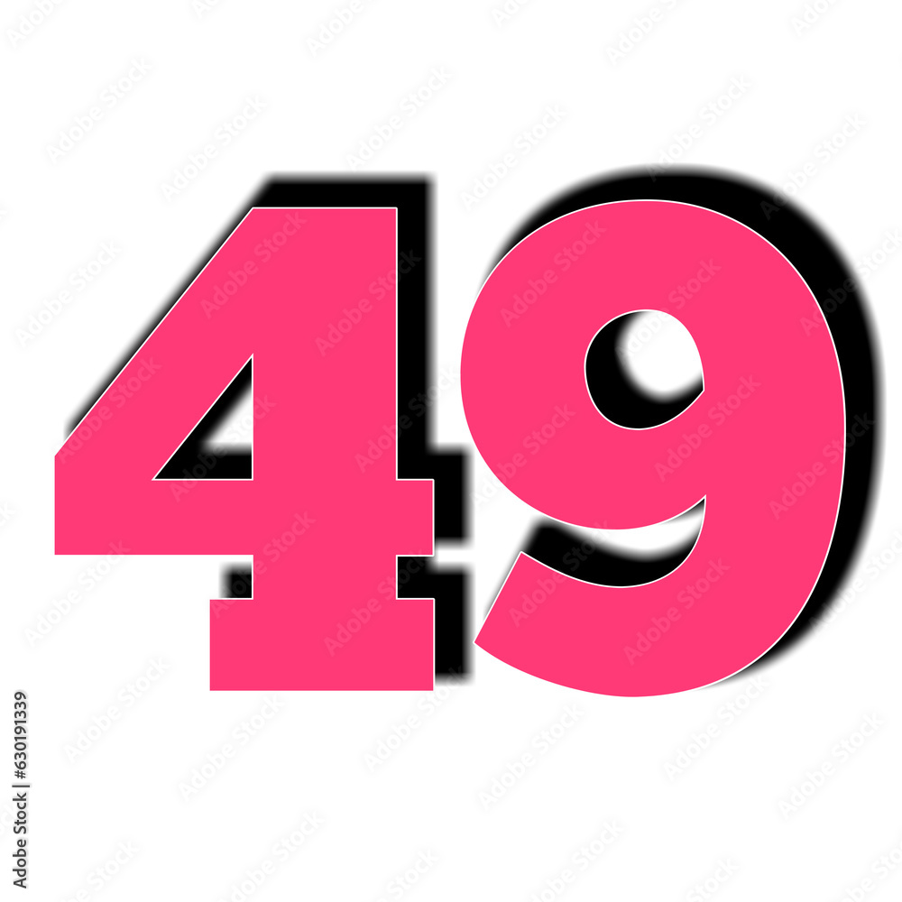 number 49 forty nine in pink color sign symbol numbers for design ...