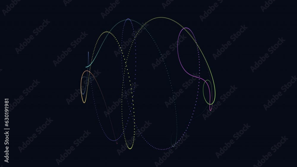 Against dark backdrop, vibrant & colorful lines traverse across image ...