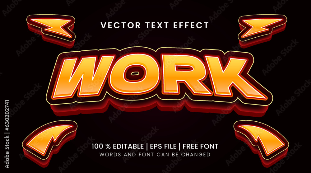 Work editable text effect with a combination of orange text color on a ...