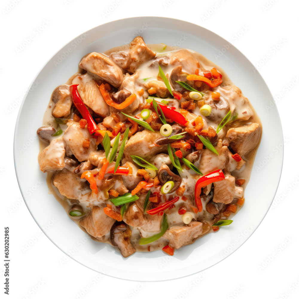 Bicol Express Filipino Cuisine On White Plate On Isolated Transparent ...