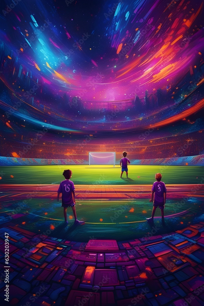 Magical Soccer Field with Colorful DMT Art: A Psychedelic Game of ...
