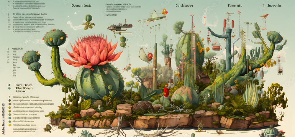 a plant life cycle is shown next to a cactus Stock Illustration | Adobe ...