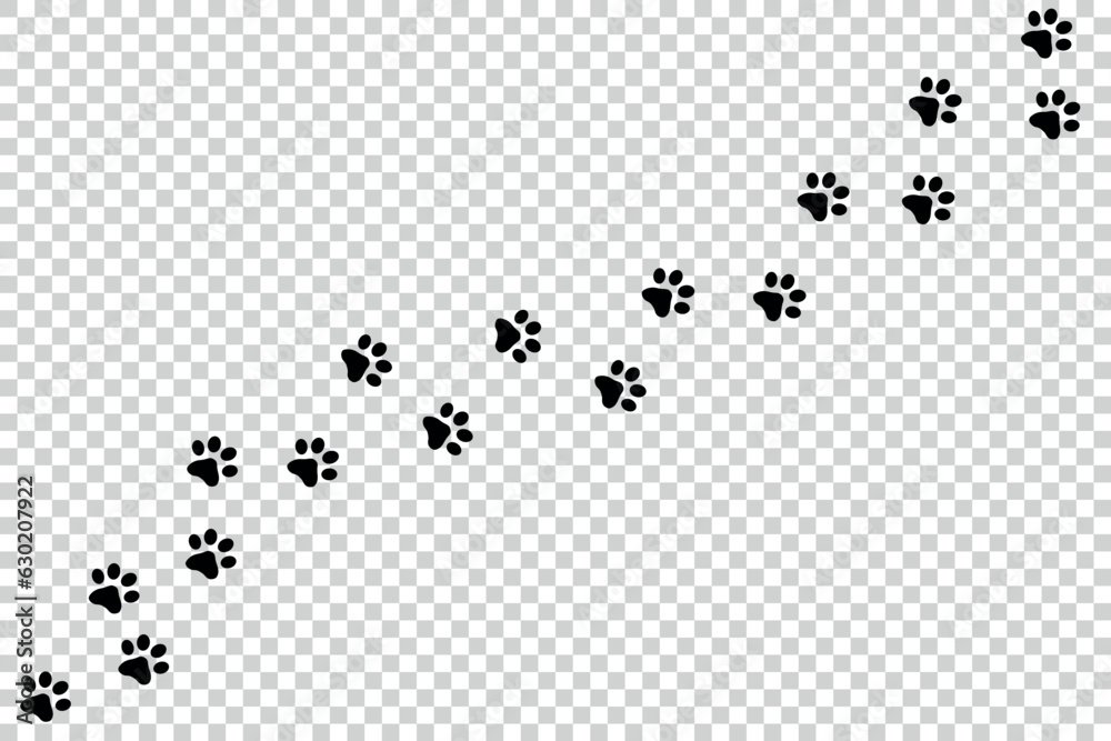Poster Animal Paw Track - Black Vector Icons Isolated On Transparent ...