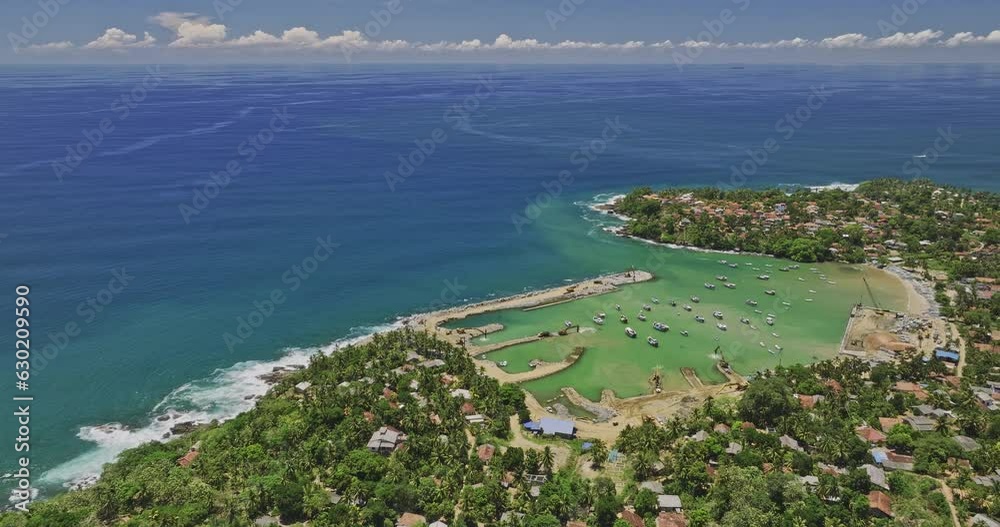 Gandara Sri Lanka Aerial v2 birds eye view, flyover coastal village ...