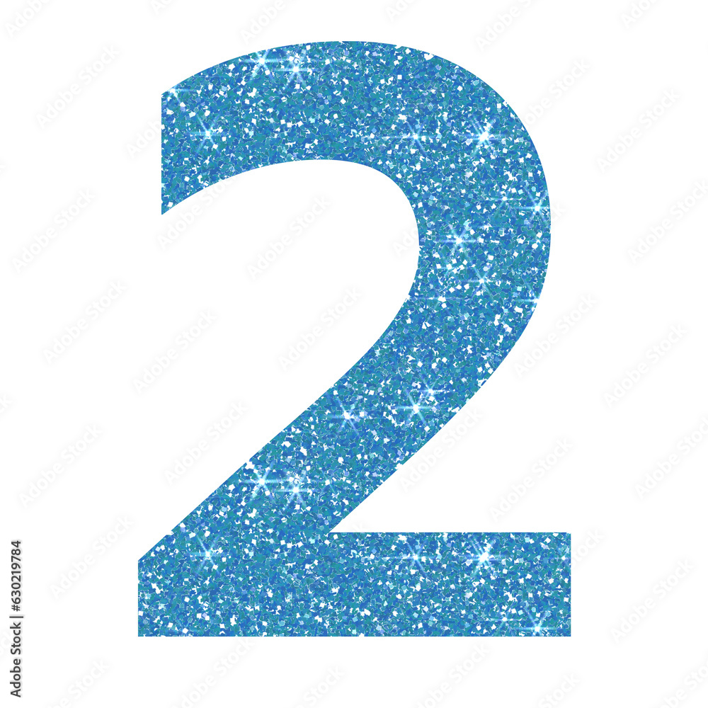 Blue glitter number two in transparent background.Number 2 icon, Design ...