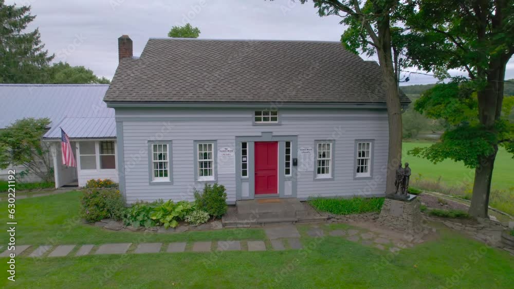 Nice camera drone pull back from the original historic home of Joseph ...