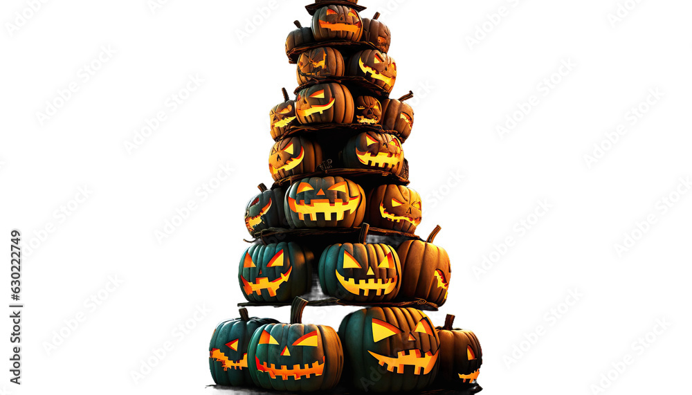 Tower of Jack lanterns, illuminating the darkness with their eerie glow ...