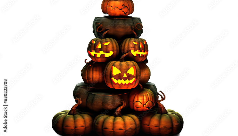 Tower of Jack lanterns, illuminating the darkness with their eerie glow ...