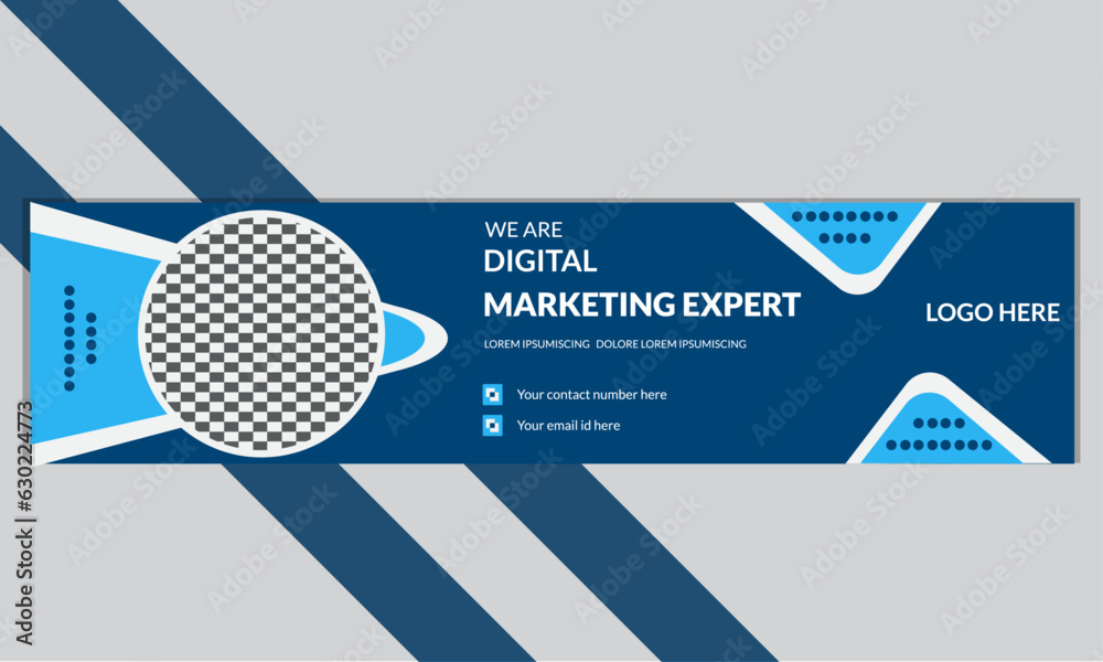 digital marketing blue banner abstract background LinkedIn cover ...