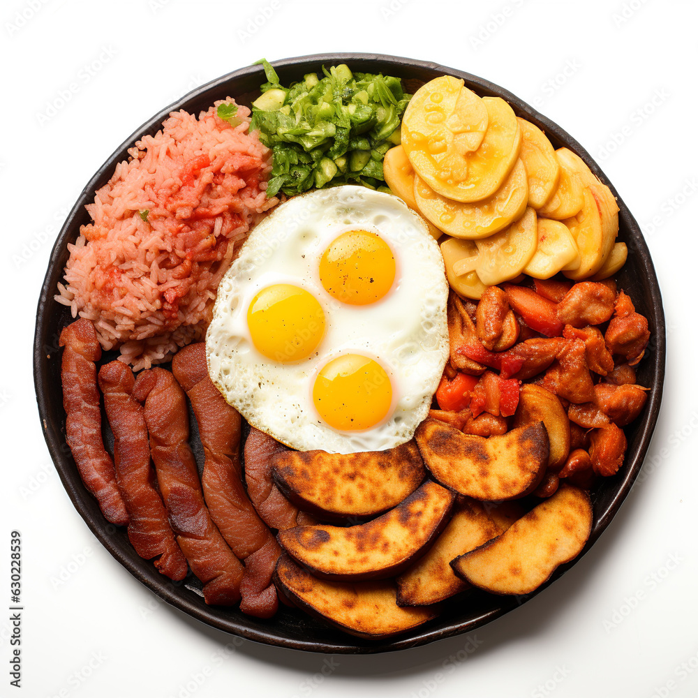 ภาพประกอบสต็อก Bandeja Paisa Bandeja Paisa on white background AI ...