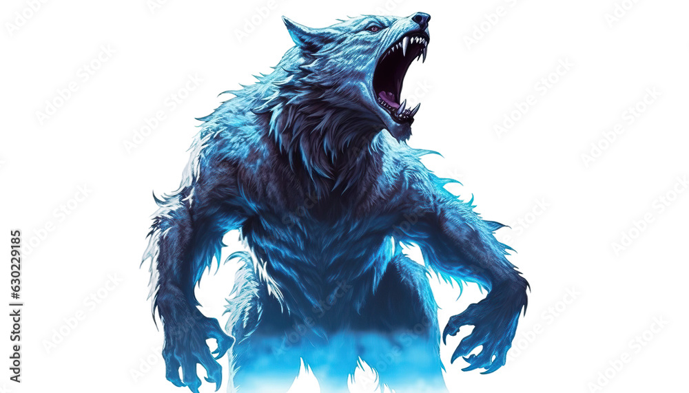 Werewolf howling at the full moon, transforming under its glow ...
