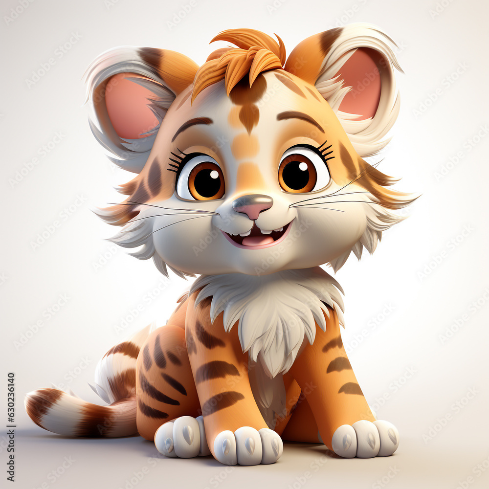 Cute tiger cartoon on white background Stock Photo | Adobe Stock