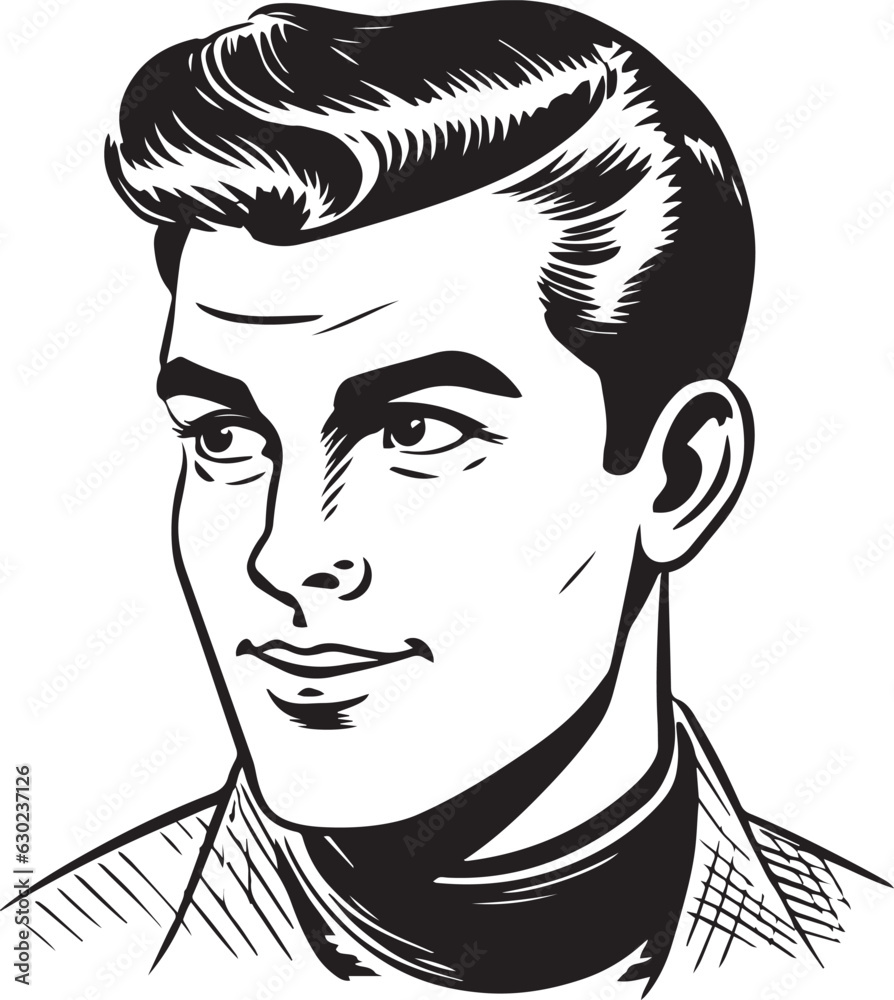 Hand-drawn Retro Man in business suit, Retro comics, American cartoon ...