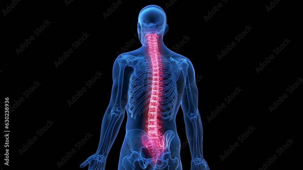 Animation of the skeletal structure of the spinal column vídeo do Stock ...
