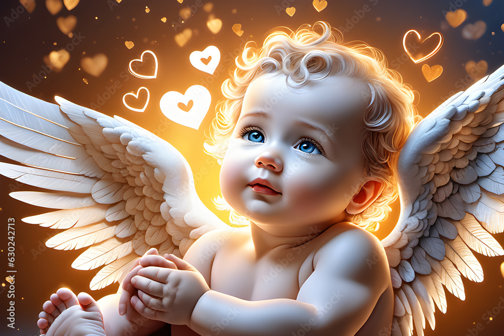 baby angel with heart. Generative AI Stock Photo | Adobe Stock