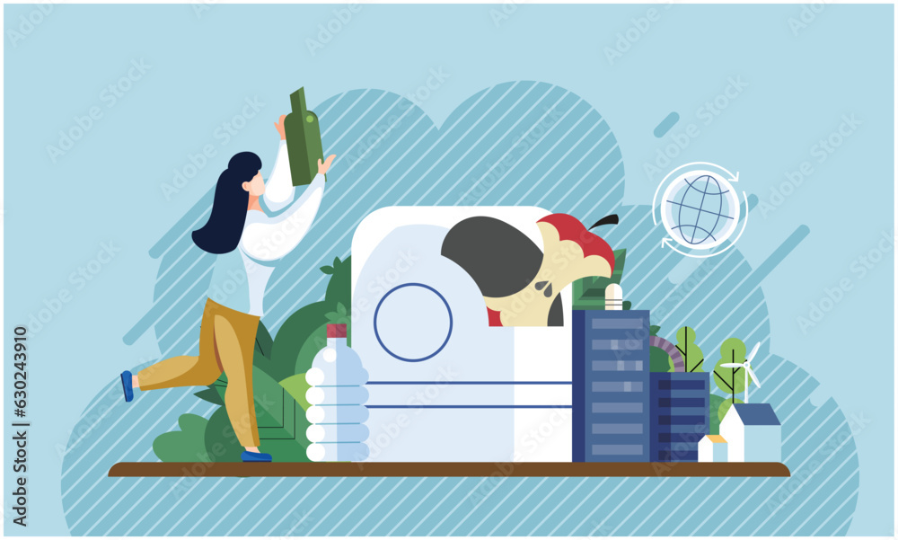 Respect for environment, sorting and recycling of plastic garbage ...