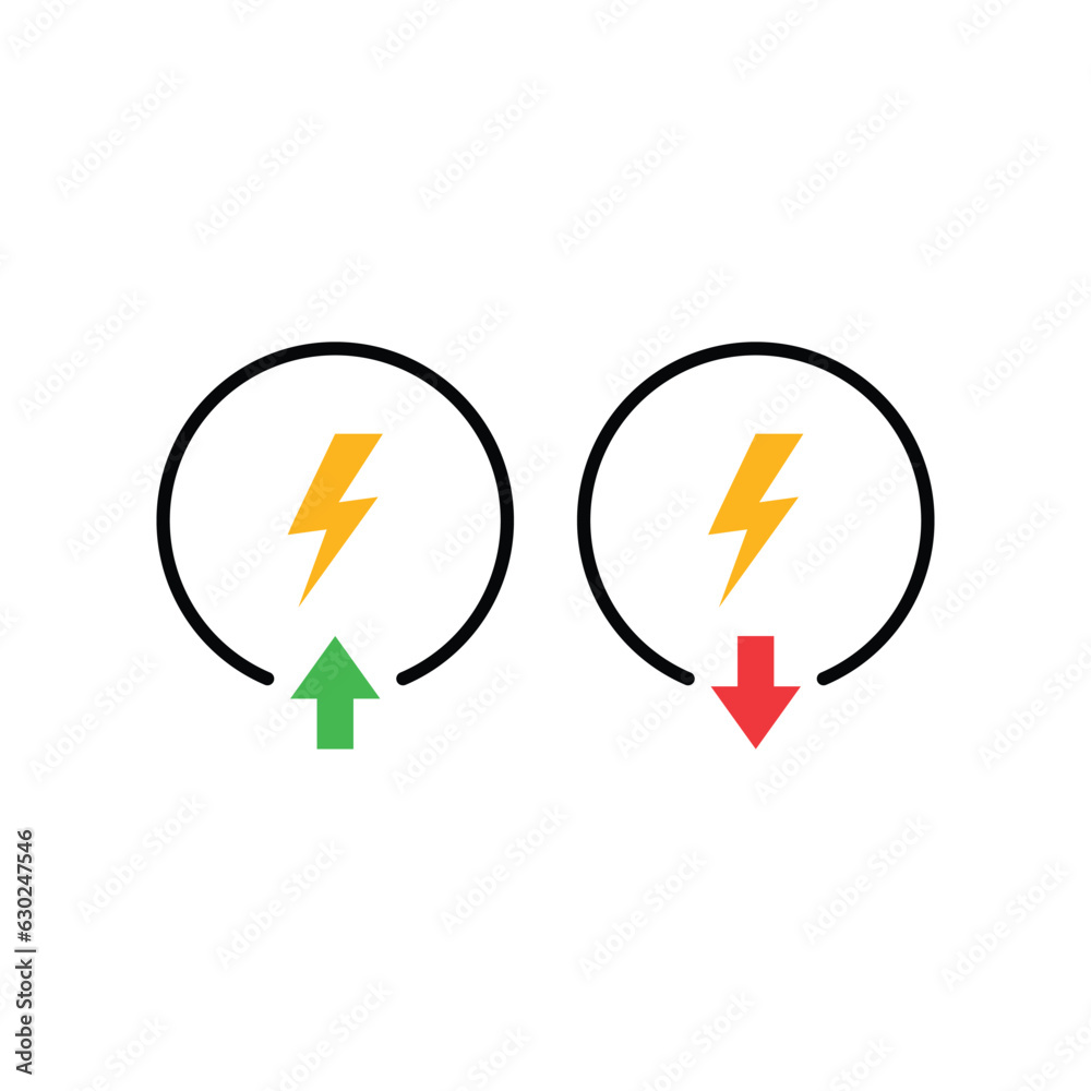 alternative energy icon like rising or falling. concept of productive ...