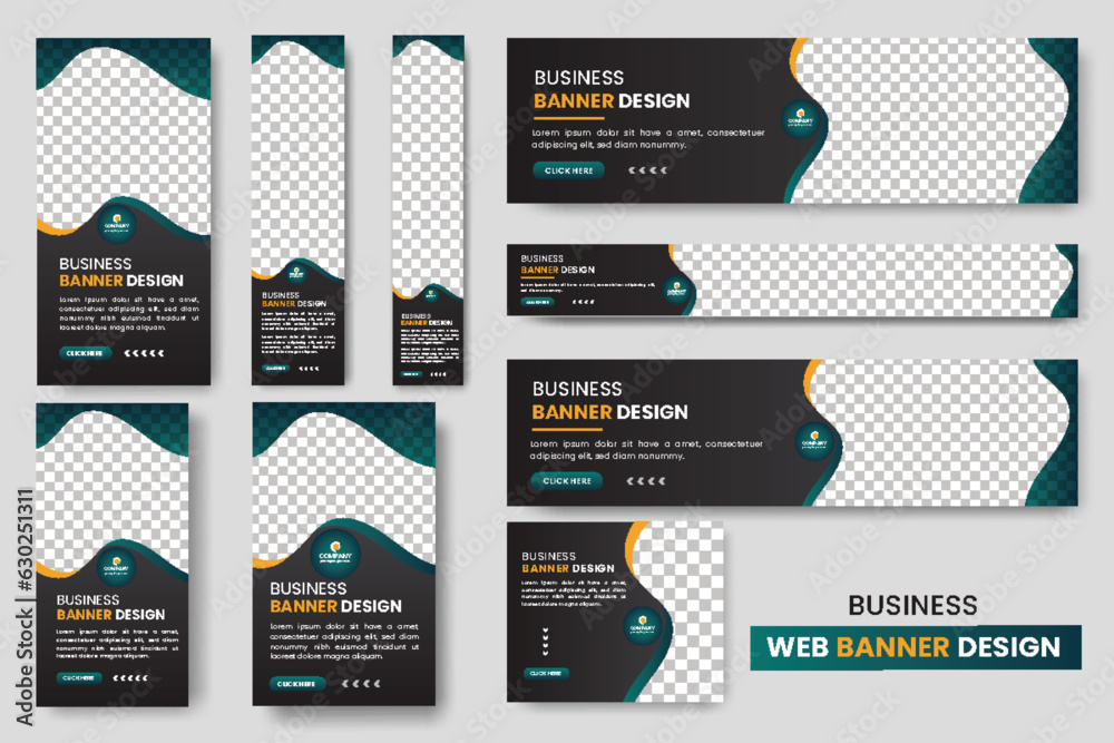 Abstract banner design web banner template Set, Horizontal header web ...