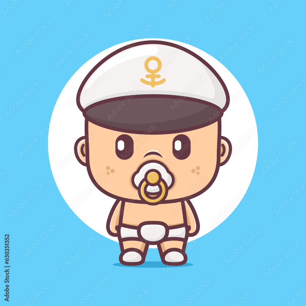 Vetor de cute captain baby cartoon mascot do Stock | Adobe Stock