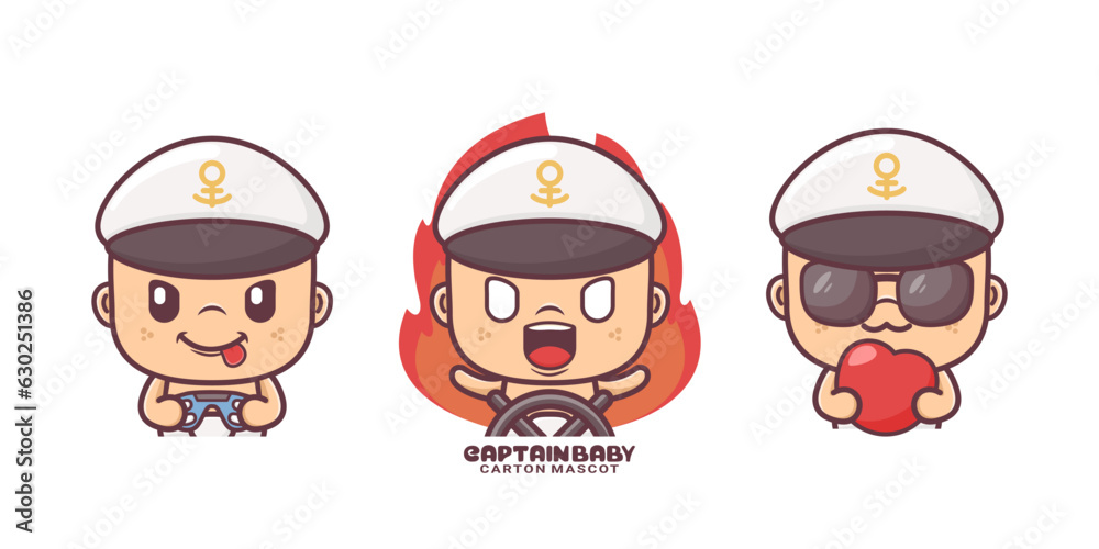 cute captain baby cartoon mascot Stock Vector | Adobe Stock