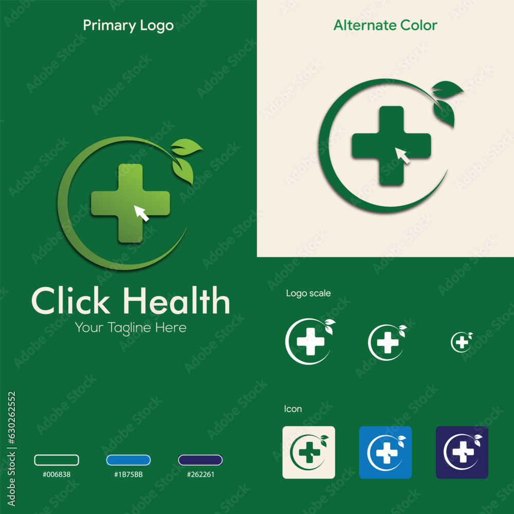 Vector hospital logo and symbol click health Stock Vector | Adobe Stock