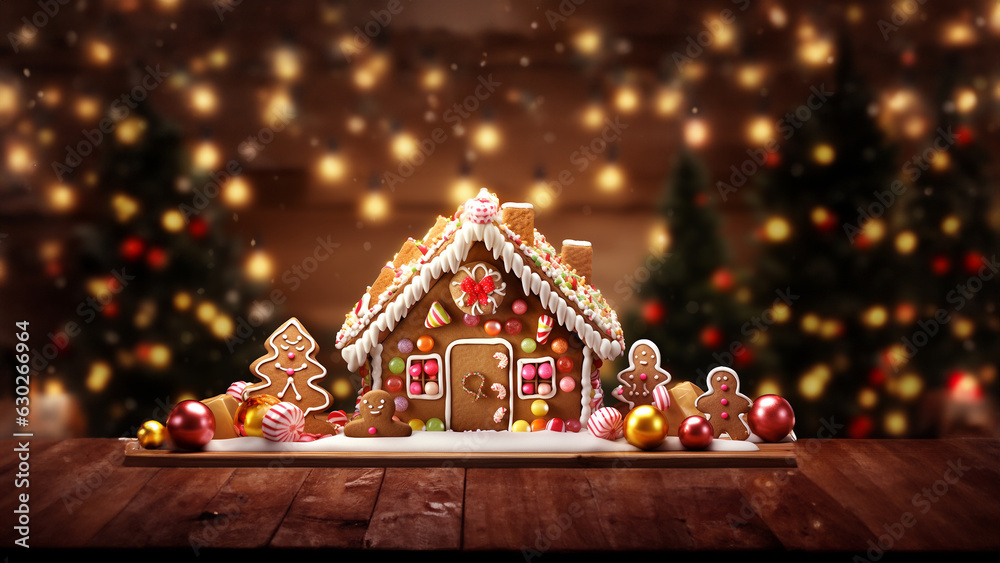 Lebkuchenhaus mit wunderschönen Hintergrund Dekoration mit ...