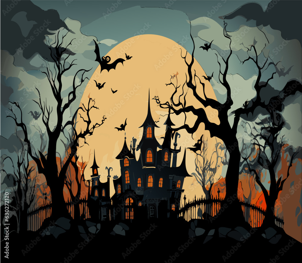 Halloween graveyard scene. Haunting nightmare hallowen background ...