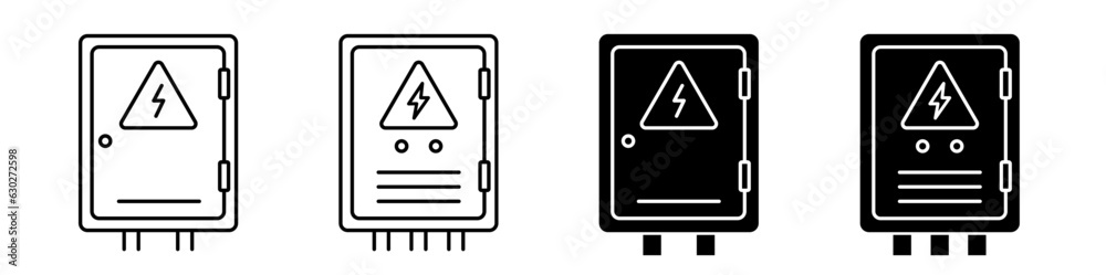 Electrical panel box icon set. Fuse box symbol. Electric distribution ...