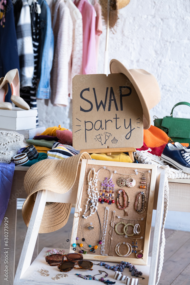 Swap Party invitation poster with stylized lettering and style ...