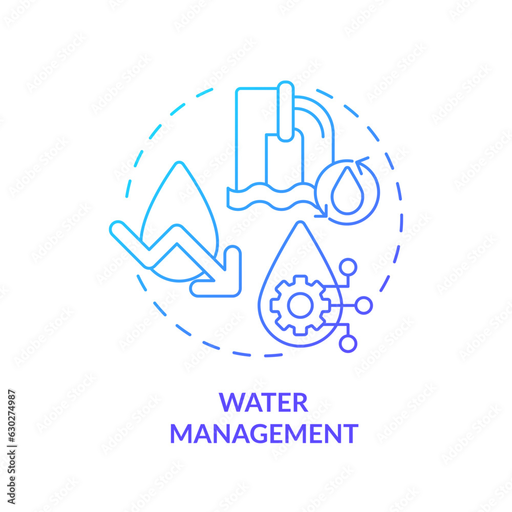 Blue gradient water management icon concept, isolated vector ...