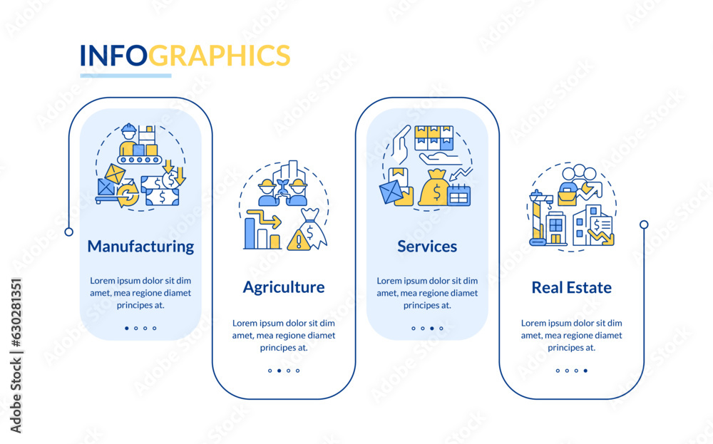 Multicolor 2D overproduction vector infographics template with thin ...