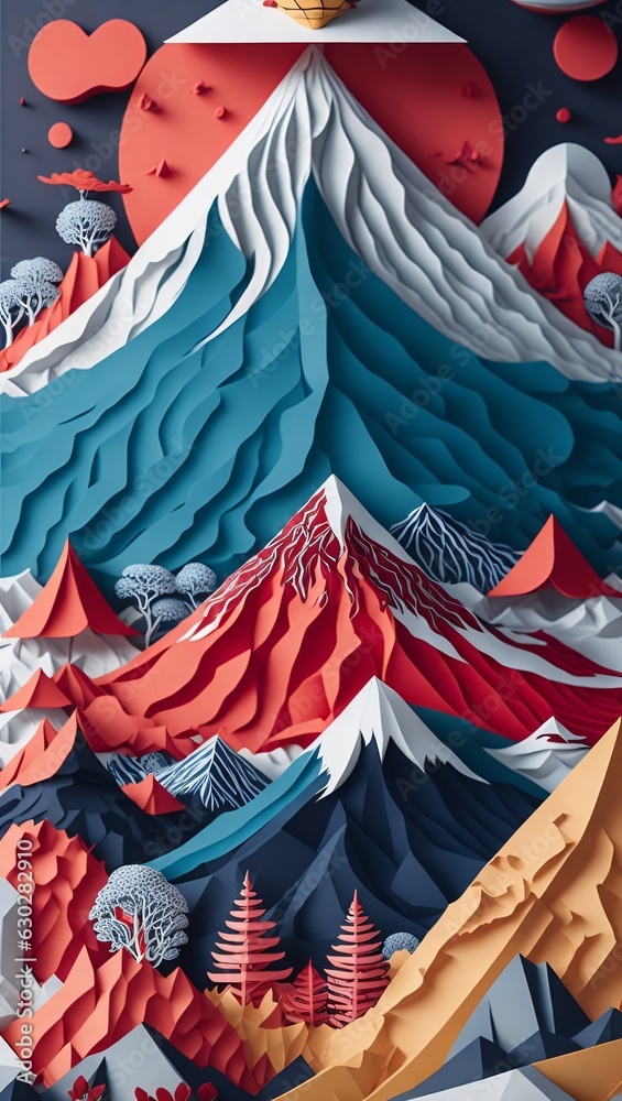 mount fuji origami quilled paper art Stock Photo | Adobe Stock